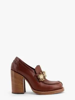 Dries Van Noten Leather Loafers With Hells - Red