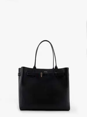 TOM FORD Leather Shoulder Bag With Engraved Logo On The Front - Black