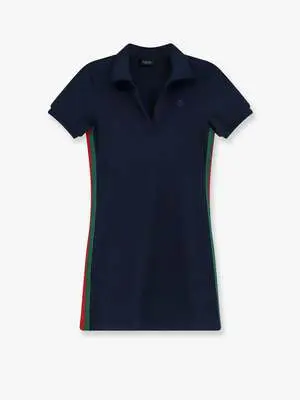 Gucci Ribbed Cotton Jersey Dress With Web - Multicolor