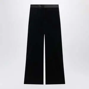 Victoria Beckham Alina Midnight Velvet Trousers - Blue