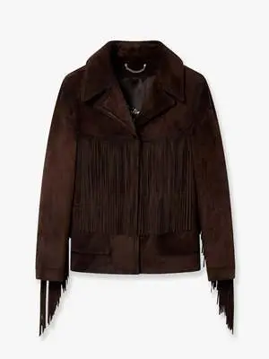 GOLDEN GOOSE Linda Journey Waxed Suede Jacket With Fringes - Multicolor