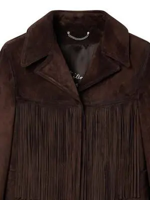 GOLDEN GOOSE Linda Journey Waxed Suede Jacket With Fringes