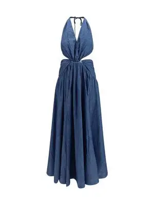 Zimmermann Echo Halterneck Denim Dress - Blue