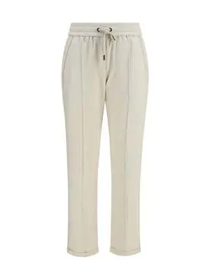 Brunello Cucinelli Track Stretch-fleece Pants With Monili Detailing - Multicolor