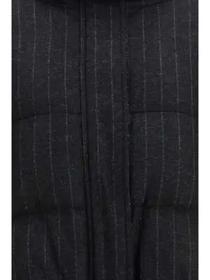 Brunello Cucinelli Cropped Pinstripe Wool Puffer Jacket