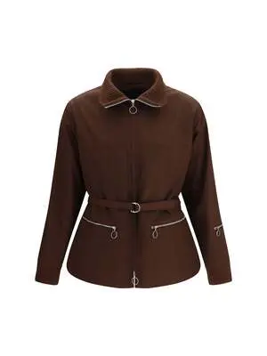 Prada Technical Fabric Jacket With Belt - Brown