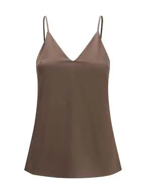 Brunello Cucinelli Stretch Silk Top - Brown