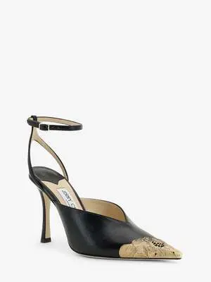 JIMMY CHOO Faiz 100 Leather Slingback Pumps
