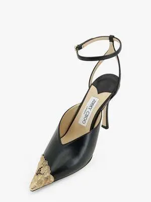 JIMMY CHOO Faiz 100 Leather Slingback Pumps