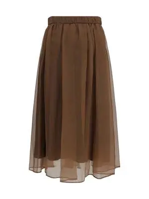 Brunello Cucinelli Pleated Circle Midi Skirt