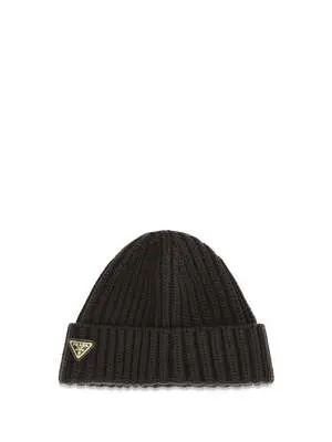 Prada Virgin Wool Beanie Hat - Brown