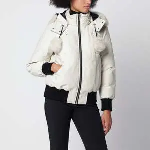 Moose Knuckles Alabaster Original Debbie Bomber Jacket In Cotton And Nylon