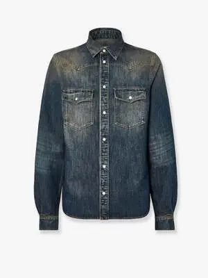Fendi Cotton Blend Denim Jacket With Washed-out Effect - Multicolor