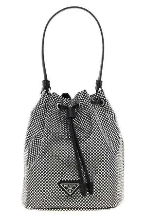 Prada Bucket Bag With All-over Crystals - Gray