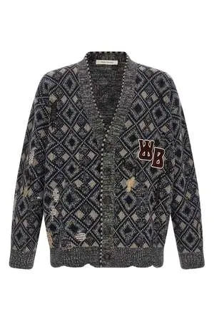 WALES BONNER Cardigan With Distressed Details - Multi