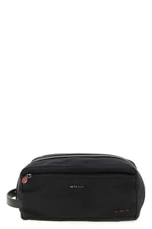 Kiton Wash Bag Enameled Zip Pull Detail - Black