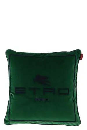 Etro Cotton Cushion With Embroidered Logo - Multi