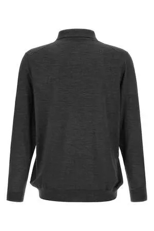 Kiton 14-micron Wool Polo With Enamel Zip Detail - Gray