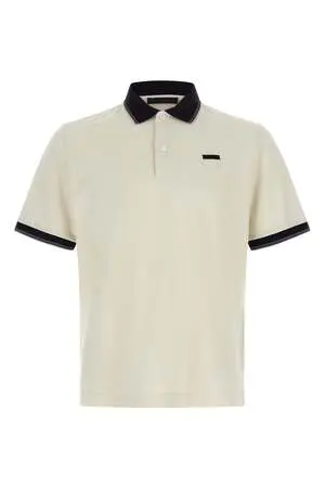 Prada Triangle Logo Polo Shirt - White/black