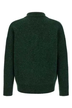 AMI Paris Alpaca-blend Polo Sweater With Intarsia Logo