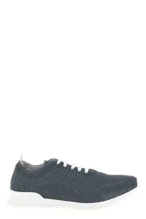 Kiton Knit Sneaker With Embossed Logo Sole - Gray