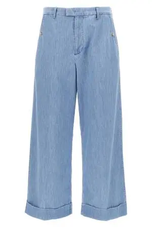 Valentino Garavani Denim Trousers 'turn-up - Blue