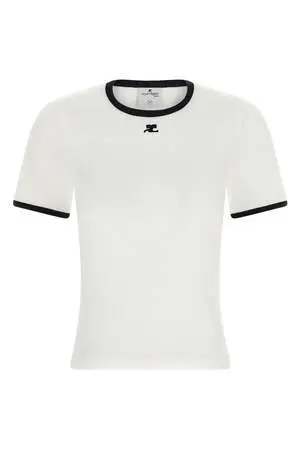 COURREGES Courrèges T-shirt With Contrast Trims - White/black
