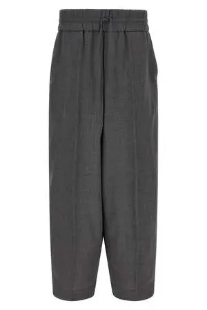 AMI Paris Virgin Wool Trousers With Elasticated Waist - Gray