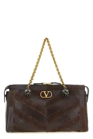 Valentino Garavani Shoulder Bag With Chevron Pattern - Brown