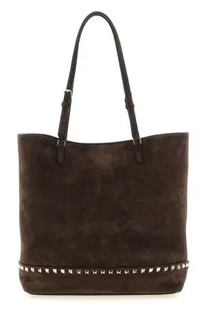 Valentino Garavani Medium Tote Bag With Rockstud Details - Brown