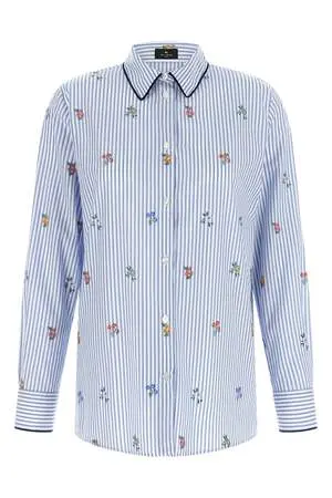 Etro Cotton Shirt With Floral Embroidery