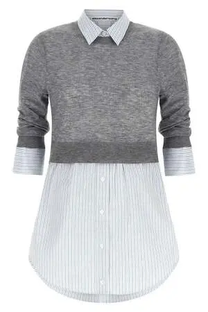 Alexander Wang Layered Striped Shirt Sweater - Gray