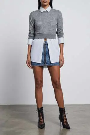 Alexander Wang Layered Striped Shirt Sweater