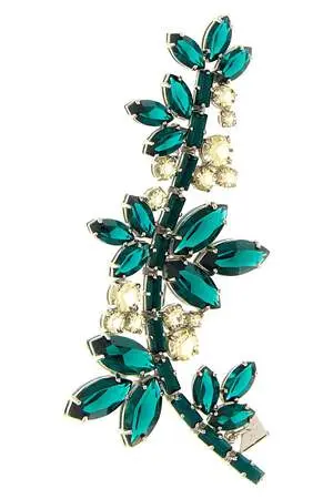 Prada Botanical Motif Brooch With Crystals