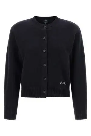 A.p.c. Cardigan 'lila' In Wool With Embroidered Logo - Blue