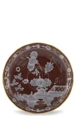 GINORI 1735 Coffee Saucer With Gold Rim - Brown