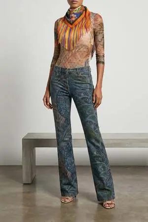 Etro Mesh Bodysuit With Paisley Print