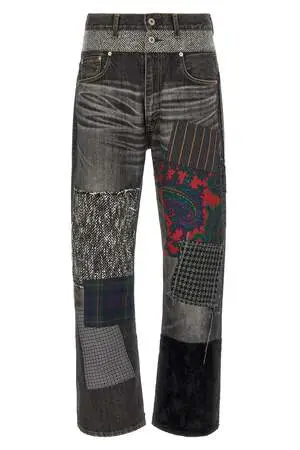 Junya Watanabe Deconstructed Patchwork Denim Trousers - Gray