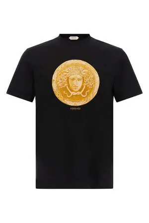 Versace T-shirt Gold Medusa Coin Print