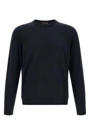 ZANONE Crewneck Sweater Ribbed Trims - Blue