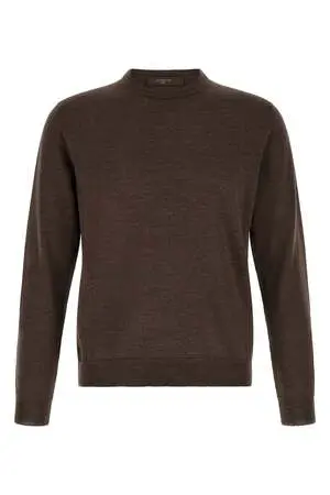 ZANONE Crewneck Sweater With Ribbed Trims - Brown