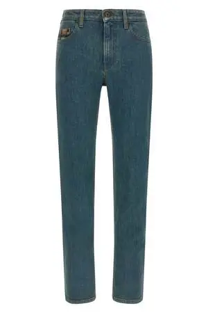 Burberry Straight Jeans With Check Coin Pocket - Blue