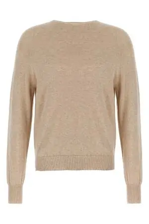 MA'RY'YA Crewneck Sweater With Side Slits - Beige