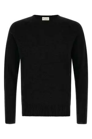 MA'RY'YA Crew-neck Sweater With Side Slits - Black