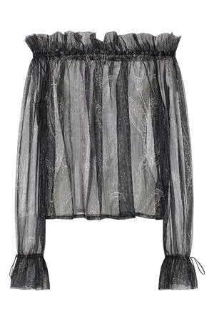 Saint Laurent Blouse 'off-the-shoulder In Silk Creponne