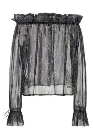 Saint Laurent Blouse 'off-the-shoulder In Silk Creponne