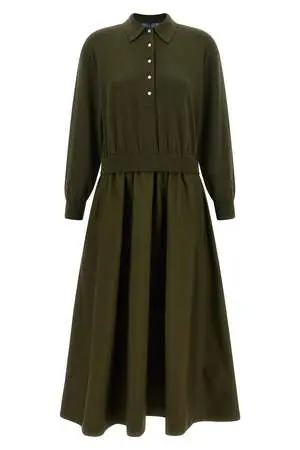 Polo Ralph Lauren Hybrid Knit And Cotton A-line Dress - Green