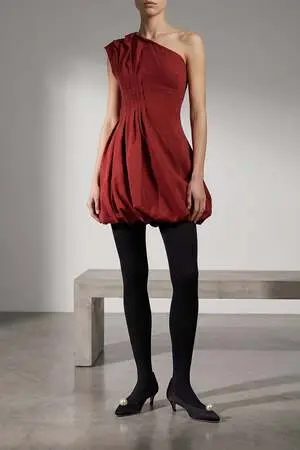 Magda Butrym Asymmetric Pleated Mini Dress - Red