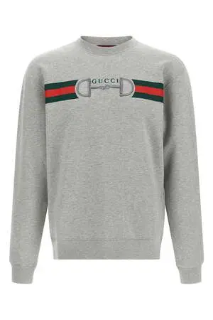 Gucci Crewneck Sweatshirt With Horsebit Embroidery - Gray