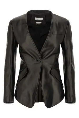 Alexander McQueen Blazer 'tailored Leather Jacket - Black